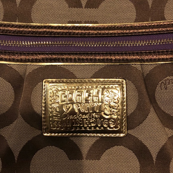 Coach | Bags | Coach Poppy Logo Brown And Purple Tote | Poshmark